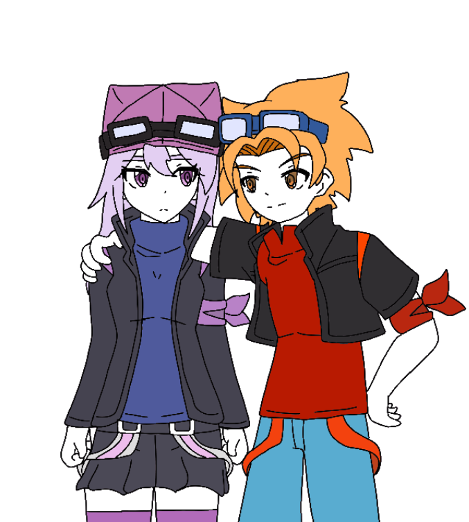 koh (digimon), sayo (digimon), digimon, goggles, goggles on head, hat ...