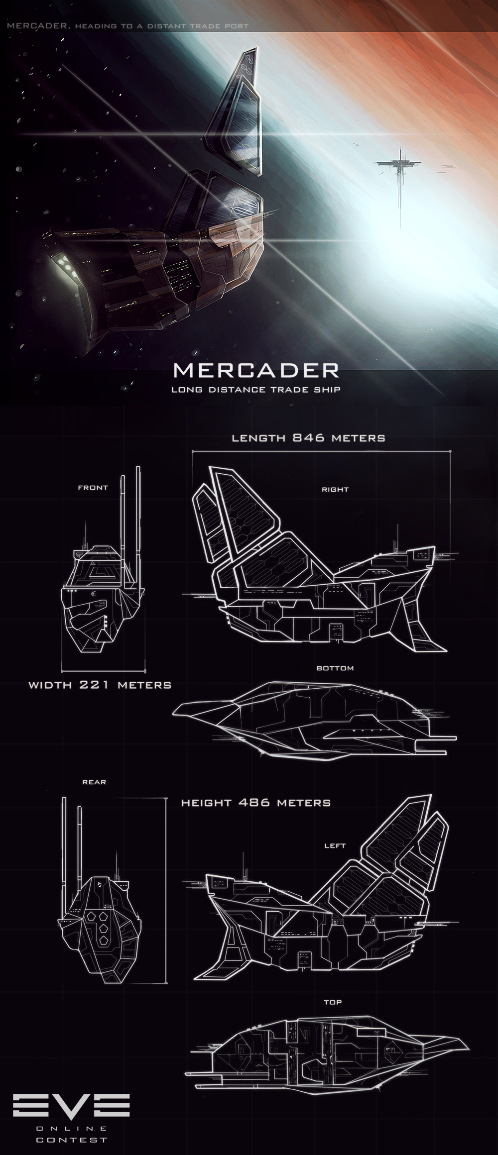 eve online, original, commentary, concept art, highres, blueprint ...