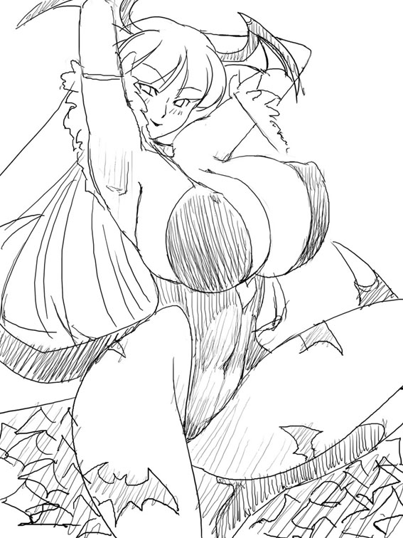 1girl Breasts Capcom Demon Girl Kawanuma Uotsuri Large Breasts