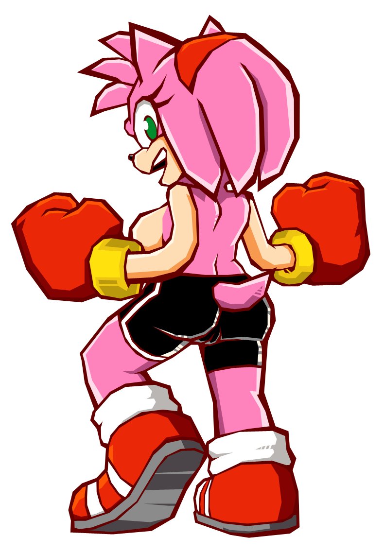 Amy Rose Sega Sonic Series 1girl Boxing Gloves Breasts Cameltoe Green Eyes Large