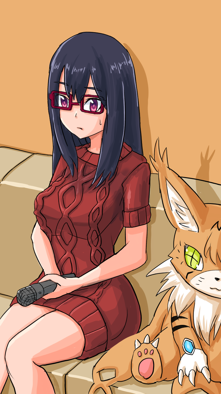 Meicoomon Mochizuki Meiko Digimon Highres Cat Claws Glasses