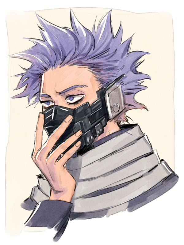 shinsou hitoshi, boku no hero academia, 1boy, bags under eyes, border ...