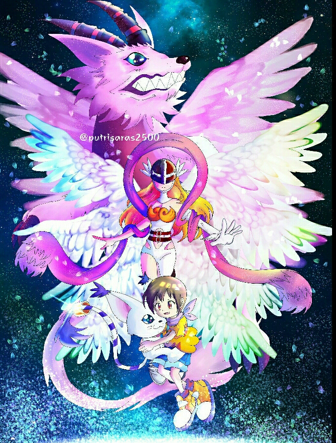 angewomon, holydramon, tailmon, yagami hikari, digimon, angel, angel ...