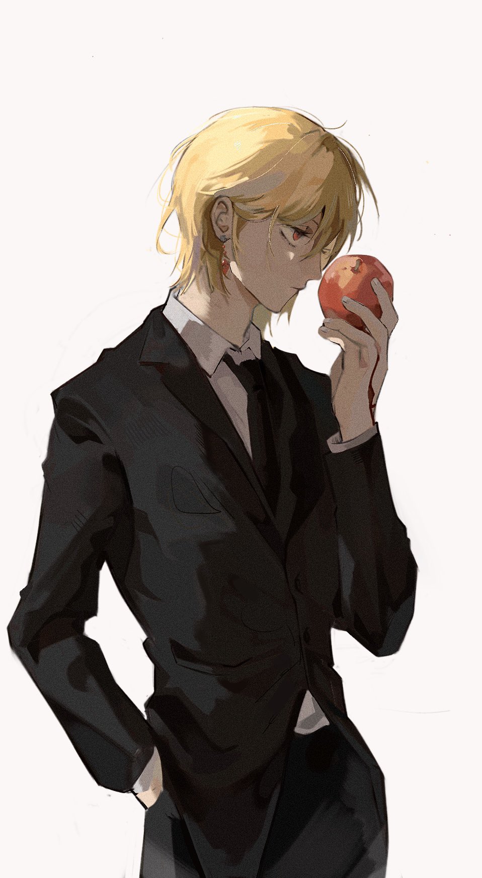 Kurapika Hunter X Hunter Highres 1other Androgynous Apple Black Suit Bleeding Blonde