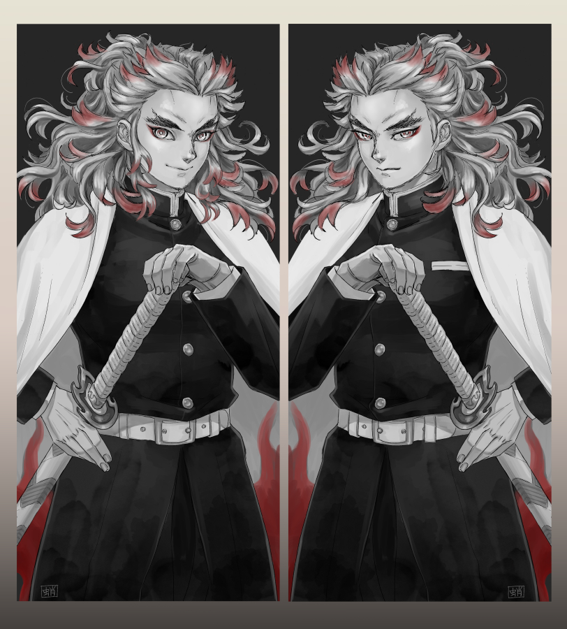 rengoku kyoujurou, rengoku shinjurou, kimetsu no yaiba, 2boys, belt ...