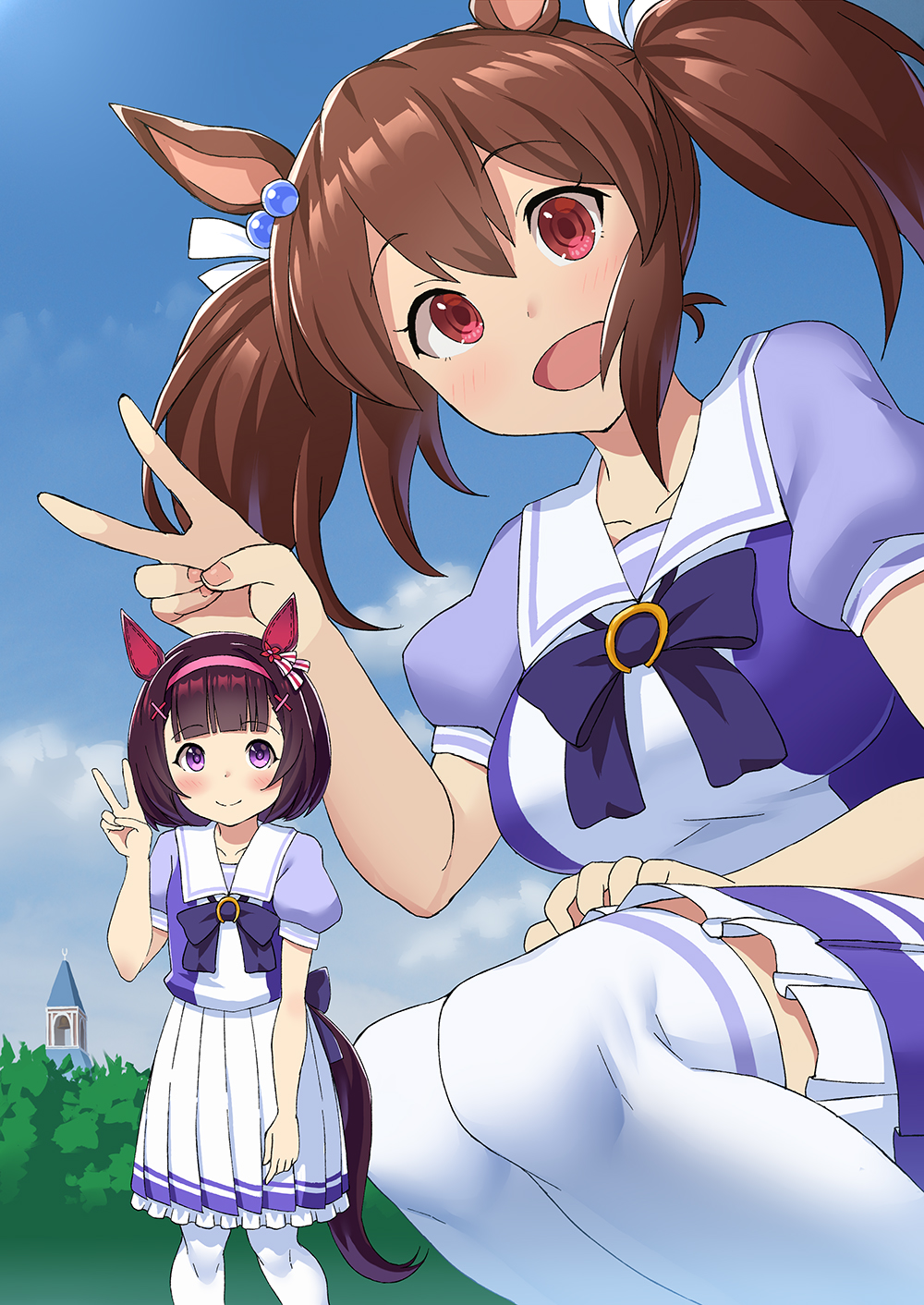 Kuro Oolong Hishi Akebono Umamusume Nishino Flower Umamusume Umamusume Highres 2girls 