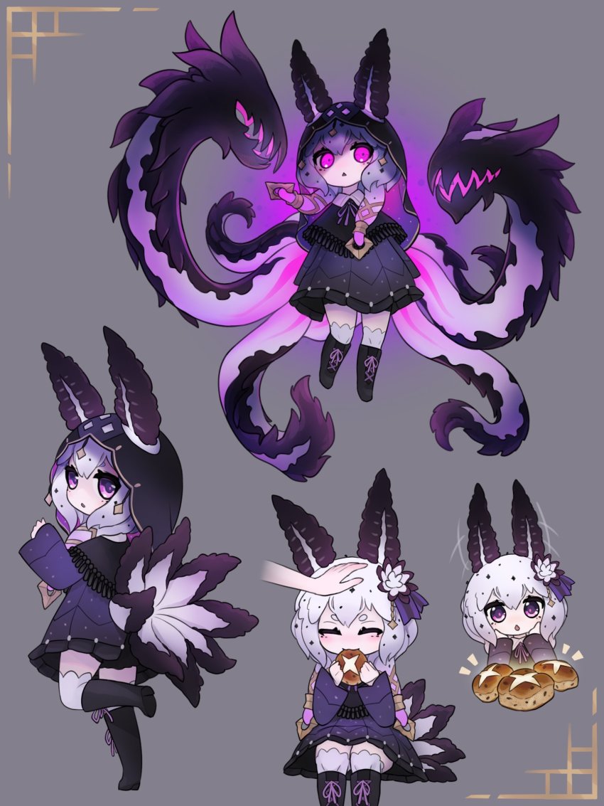 squeaky (artist), original, highres, animal ears, black dress, black ...