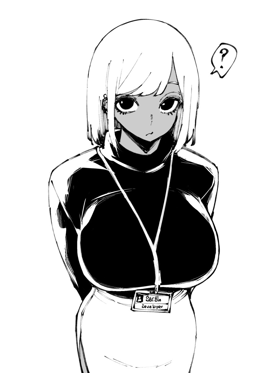 Norman Maggot Original Absurdres Highres 1girl Arms Behind Back Barbell Piercing Black