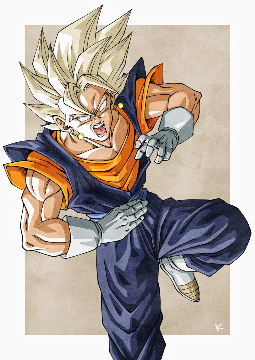 kakeru (dbskakeru), vegetto, dragon ball, highres, 1boy, blonde hair ...
