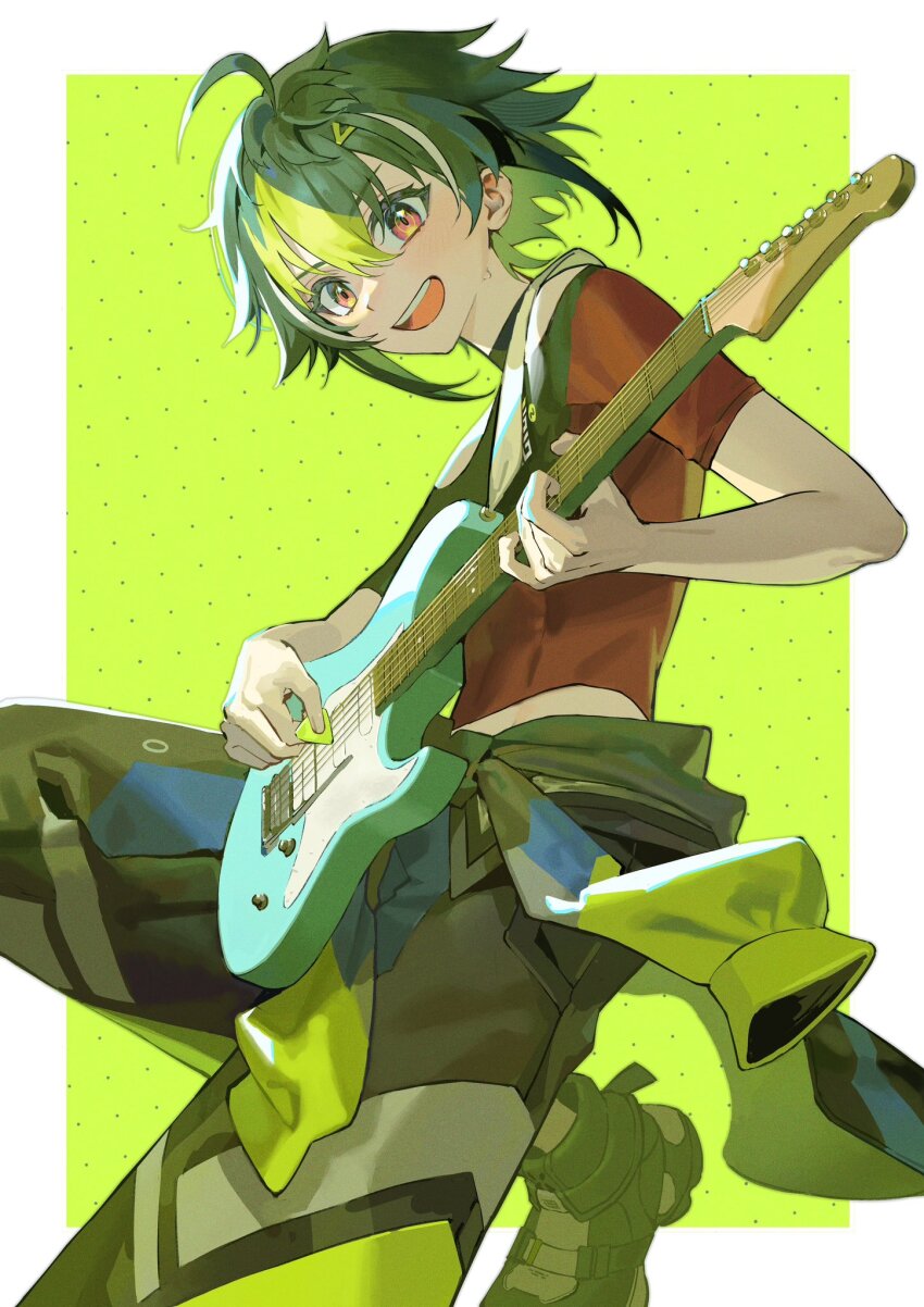 inami rai, indie virtual youtuber, highres, 1boy, :d, ahoge, am dr ...