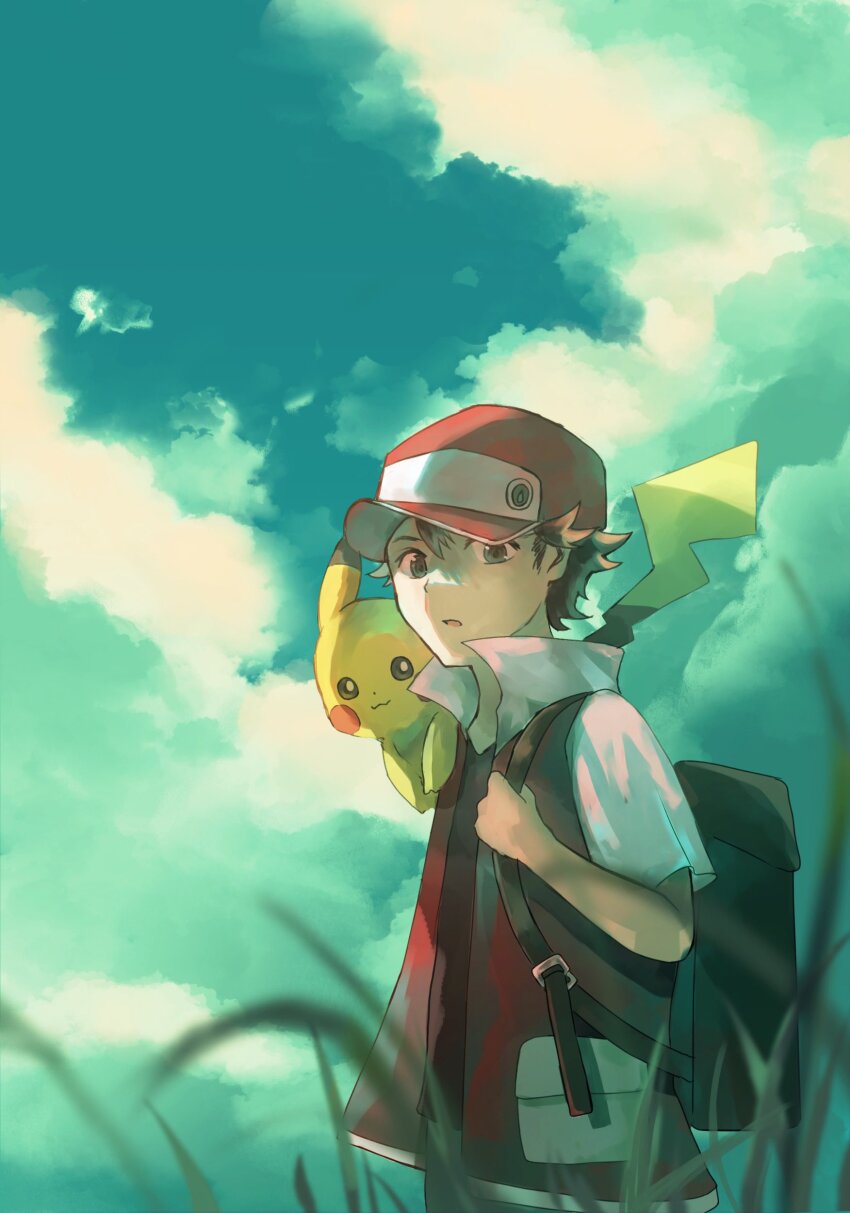 shiruko (s1ruko), pikachu, red (pokemon), creatures (company), game freak, nintendo, pokemon ...