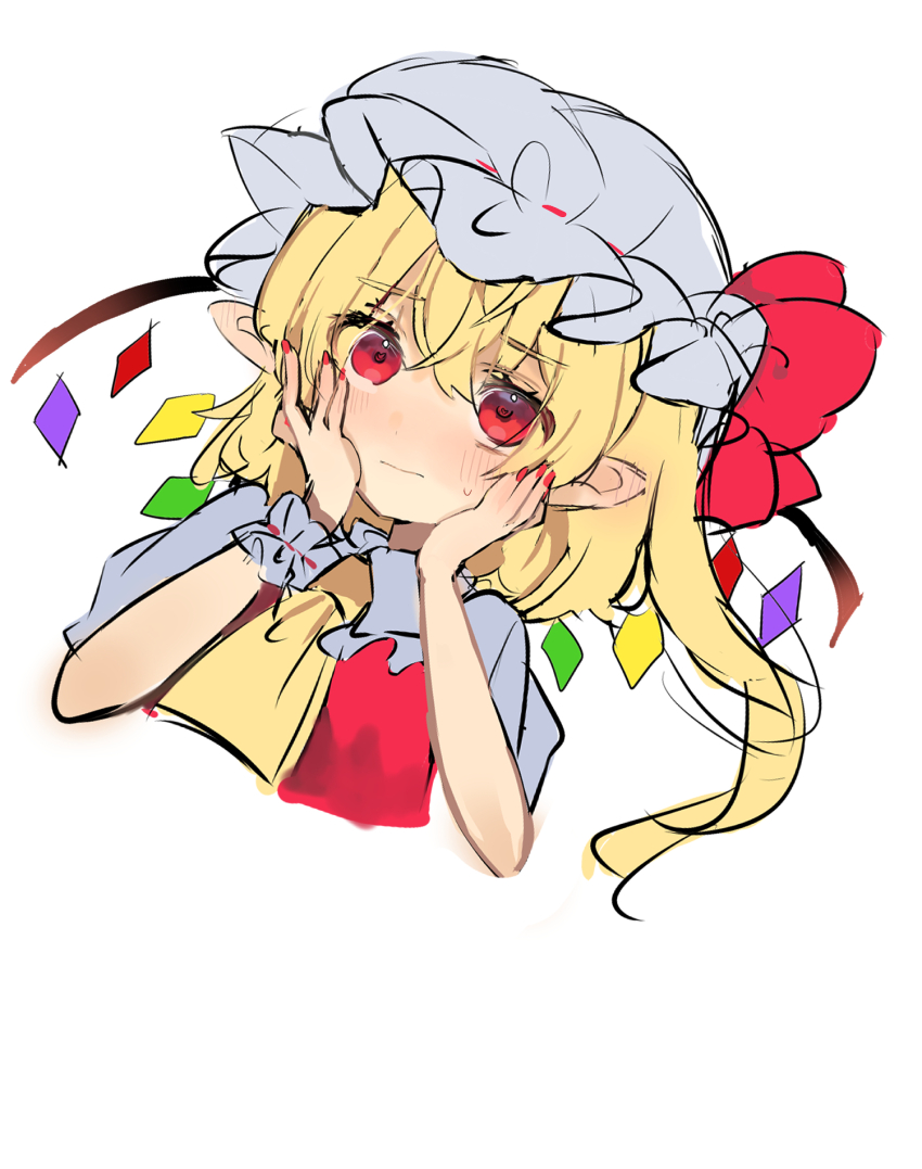 Ramochi Flandre Scarlet Touhou Highres 1girl Ascot Bat Wings