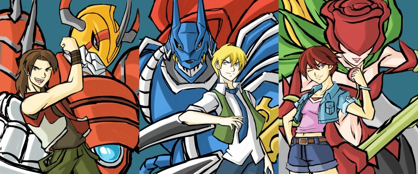 daimon masaru (digimon savers), fujieda yoshino, miragegaogamon, rosemon, shinegreymon, thomas h ...