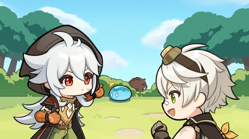 bennett (genshin impact), razor (genshin impact), slime (genshin impact ...