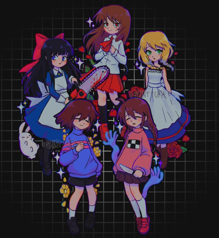 aya drevis, frisk (undertale), ib (ib), madotsuki, viola (majo no ie ...