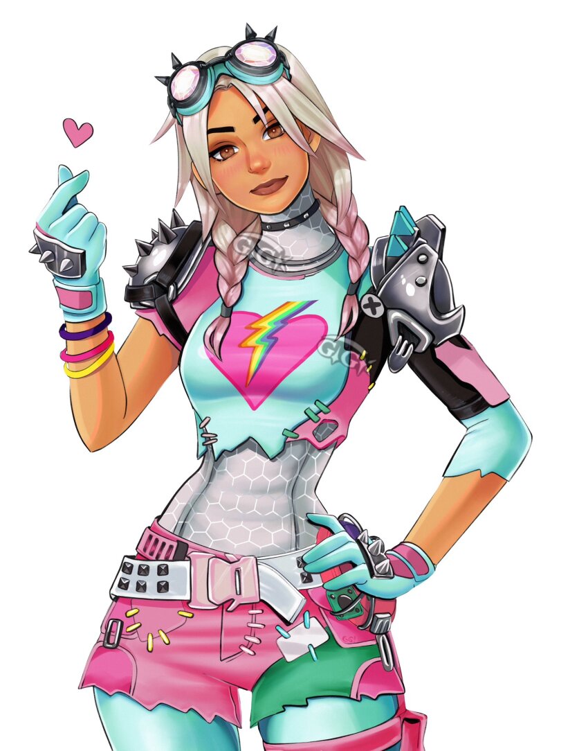 Gigis Lab Fortnite Highres 1girl Armor Belt Blue Panties Bodysuit Bracelet Braid