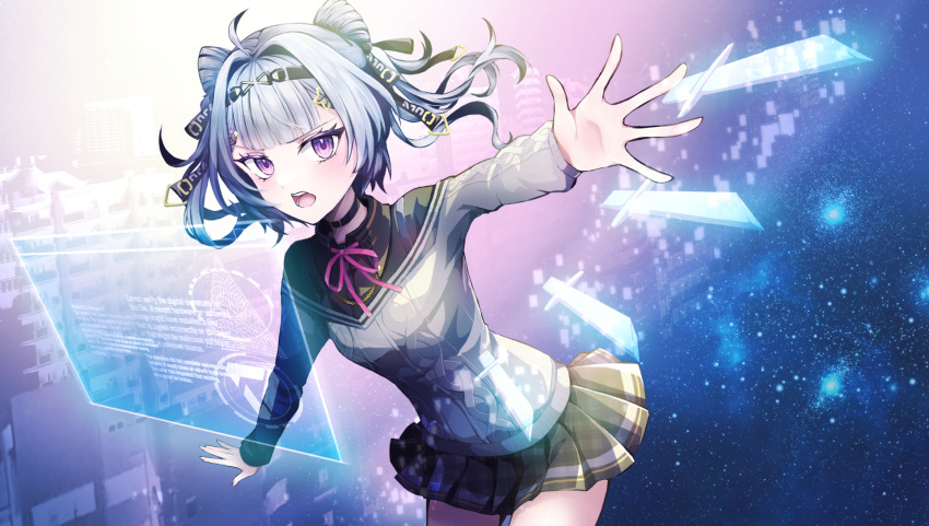 Mil2 Zaion Lanza Nijisanji Nijisanji En Female Focus Purple Eyes Skirt Solo Image View