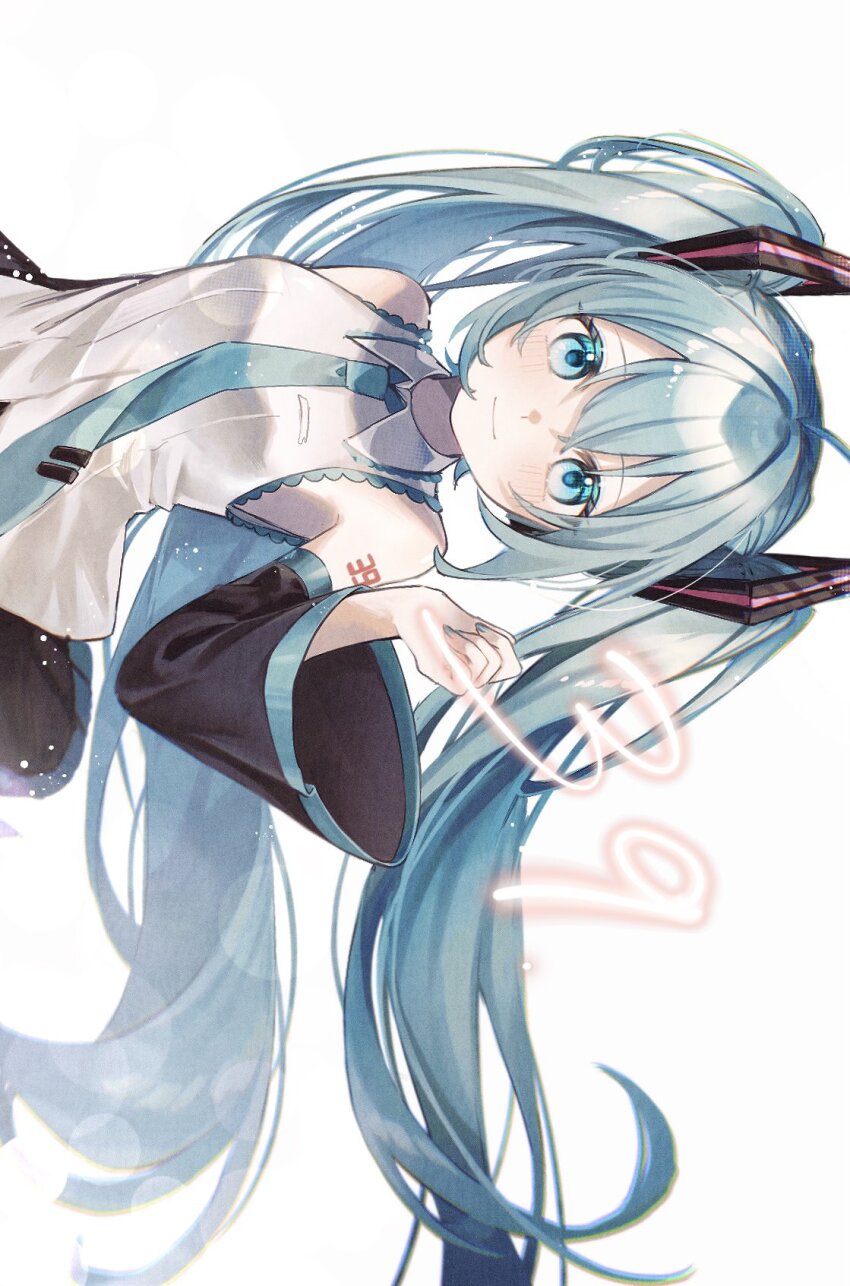 nuko 0108, hatsune miku, vocaloid, commentary, highres, 1girl, 39, arm ...