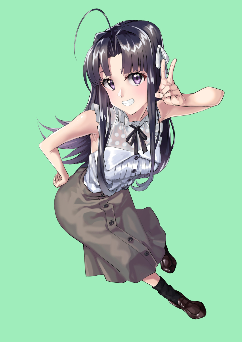 awa subaru, girls band cry, absurdres, commentary, highres, 1girl, ahoge, black hair, black ...