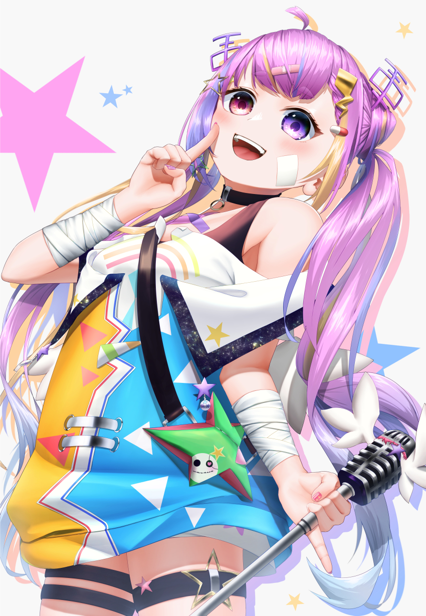 Riro Ron Idol Corp Commission Highres 1girl Bag Bandaged Arm Bandages Bandaid Bandaid