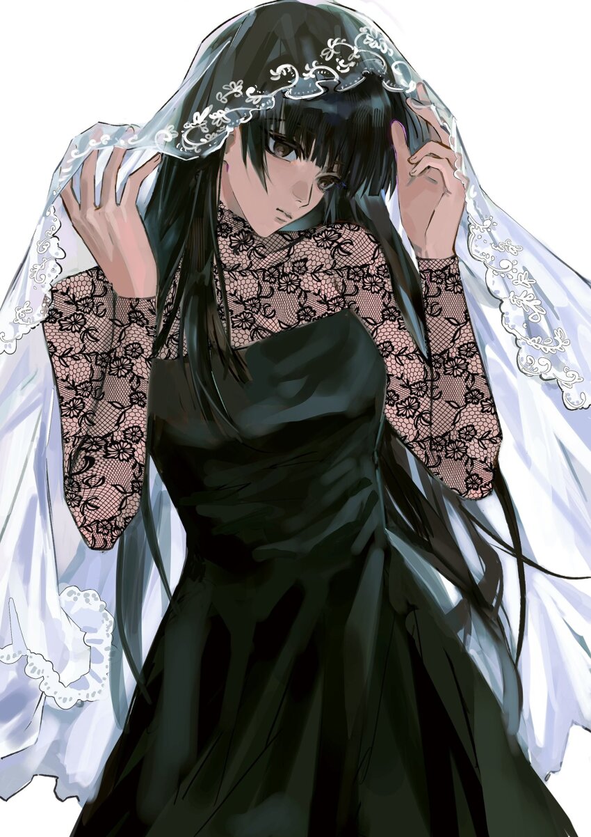 Osaragi Sakamoto Days Sakamoto Days Highres 1girl Arms Up Black Dress Black Eyes Black