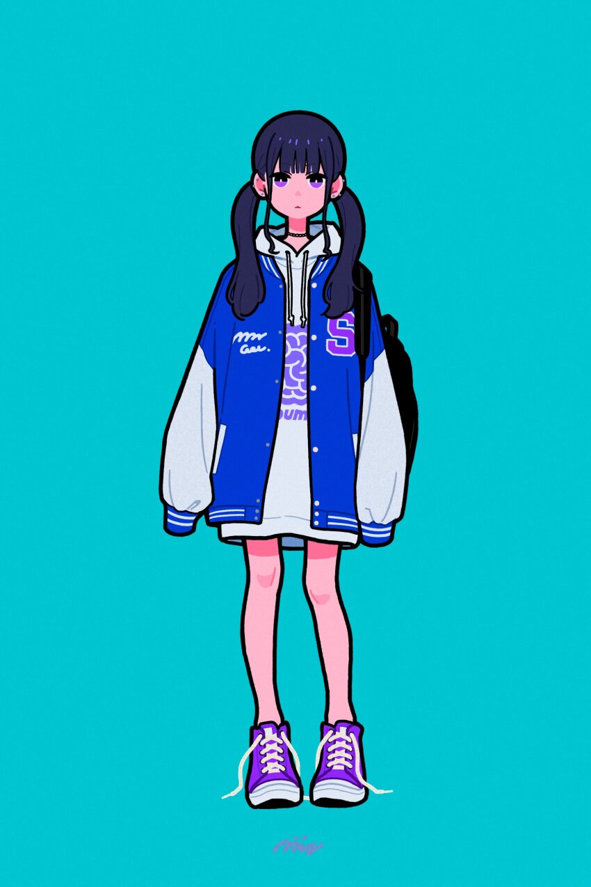 Yoshi Mi Yoshi Original Absurdres Highres 1girl Aqua Background