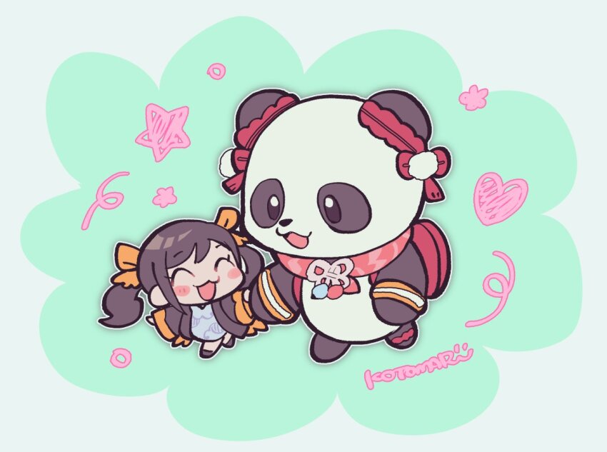 kotorai, ling xiaoyu, panda (tekken), tekken, 1girl, bear, black eyes ...