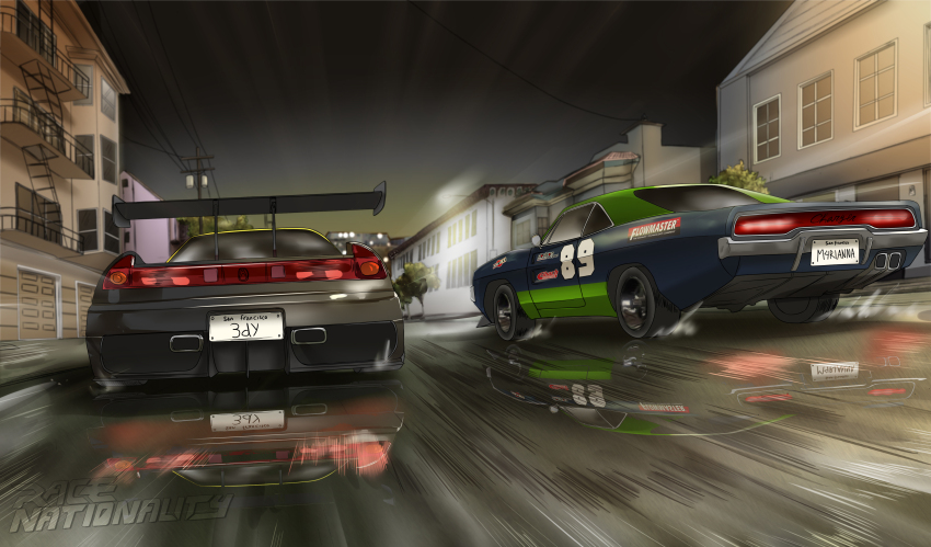 Raffijoe5 Dodge Charger Honda Original Absurdres Highres Acura Brand Car From Behind