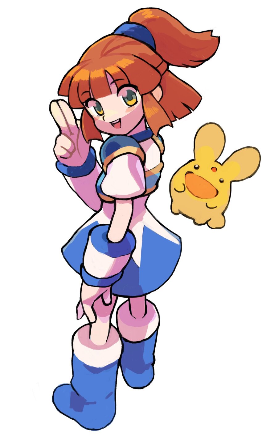 Gan2 Arle Nadja Carbuncle Puyopuyo Puyopuyo Highres 1girl D Arm At Side Armor Blue
