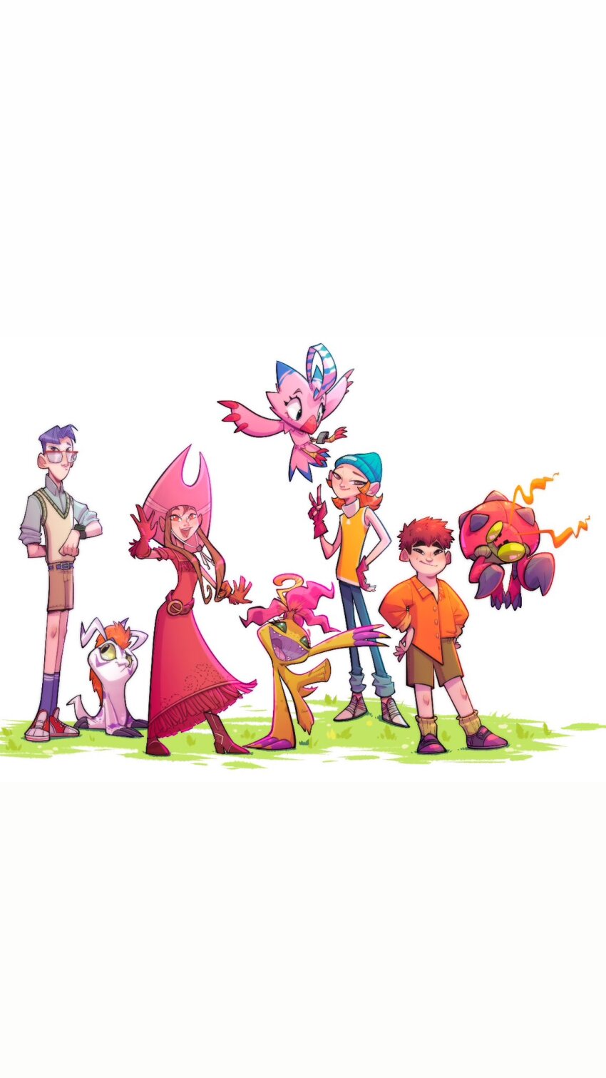 gomamon, izumi koshiro, kido jo, palmon, piyomon, tachikawa mimi, takenouchi sora, tentomon ...