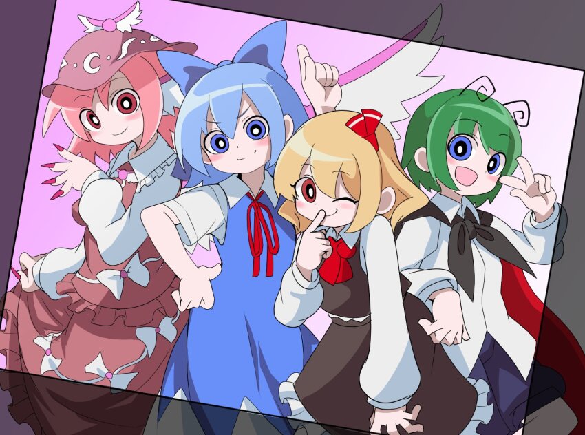 shinmon akika, cirno, mystia lorelei, rumia, wriggle nightbug, touhou ...