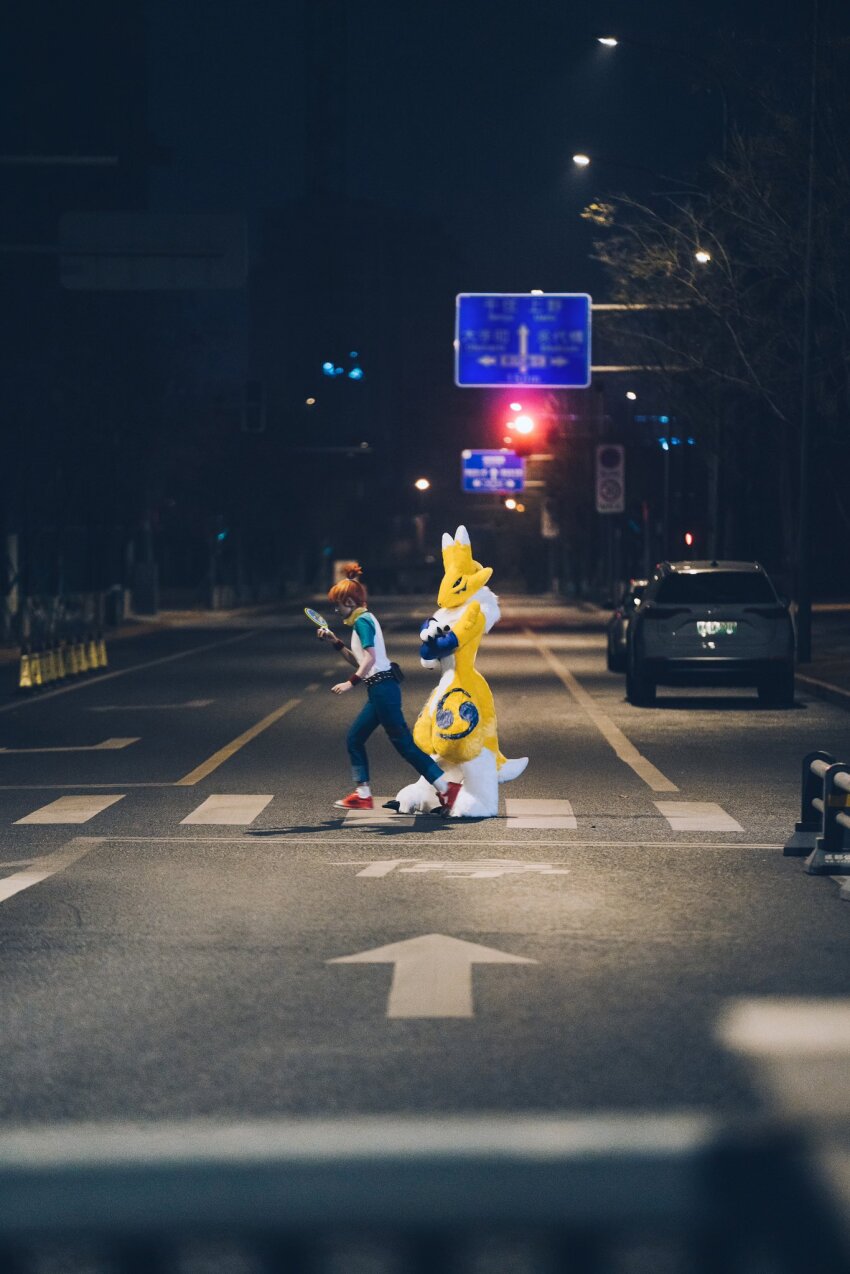 makino ruki, renamon, renamon (cosplay), digimon, real life, belt, car ...