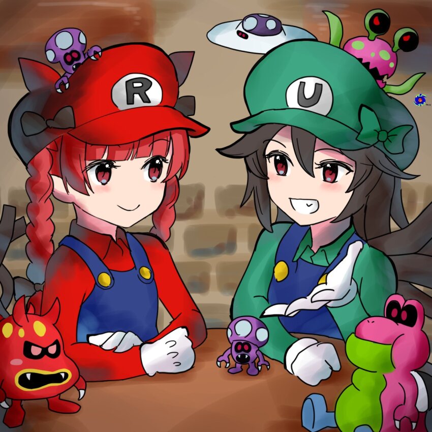 kaenbyou rin, luigi, mario, reiuji utsuho, shroob, shroob saucer, mario ...